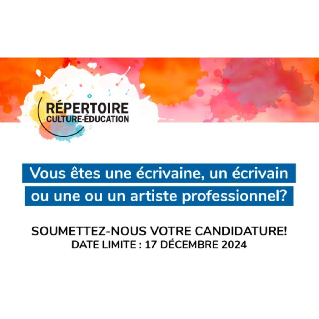 Répertoire culture-éducation : appel de candidatures aux écrivaines ...